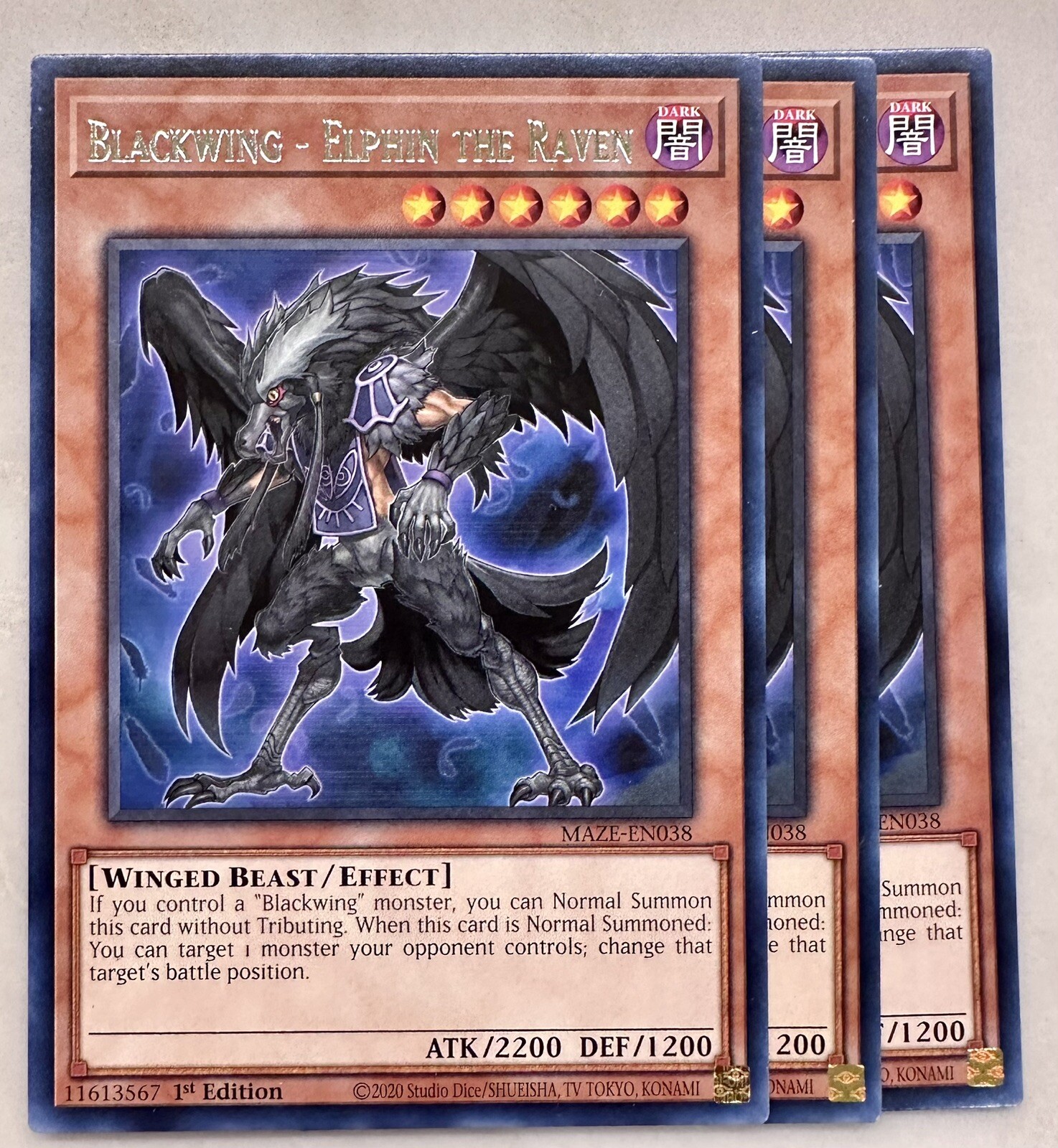 3x Blackwing - Elphin the Raven 1st Edition Rare MAZE-EN038 Yu-Gi-Oh ...