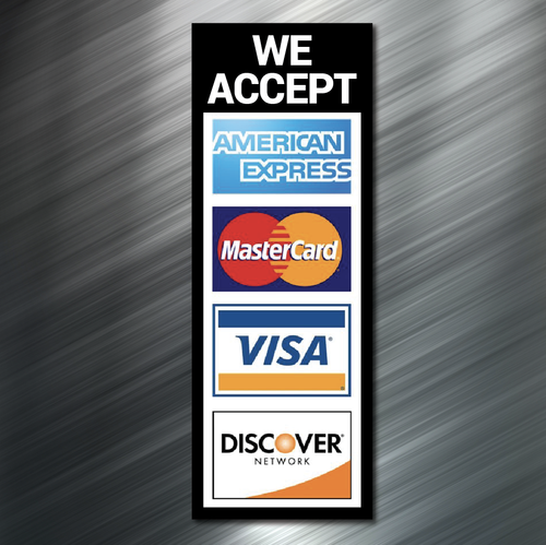 (1) WE ACCEPT Credit Card Sign Sticker Business Decal Store Retail ...