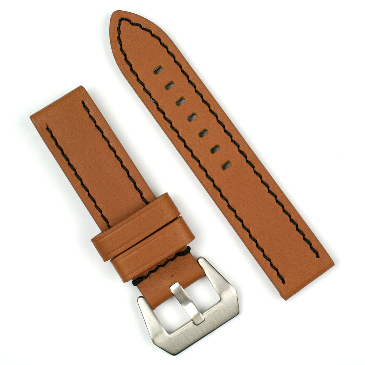 Tan Leather Watch Band Strap With Black Stitching SALE!! *REDUCED PRICE ...