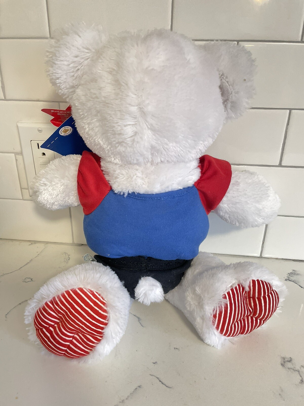 Build A Bear Peace Sign Teddy Bear Red Blue And White Purple Plush-USA ...