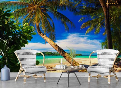 3D Sky Beach Coconut Tree Wall Murals Wallpaper Murals Wall Sticker ...