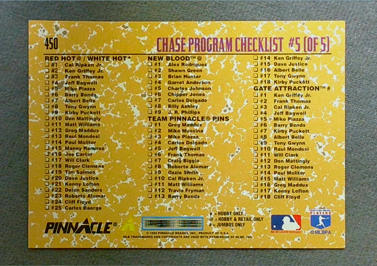 1995 Pinnacle #450 Mike Piazza / Ken Griffey Jr. / Frank Thomas / Jeff ...