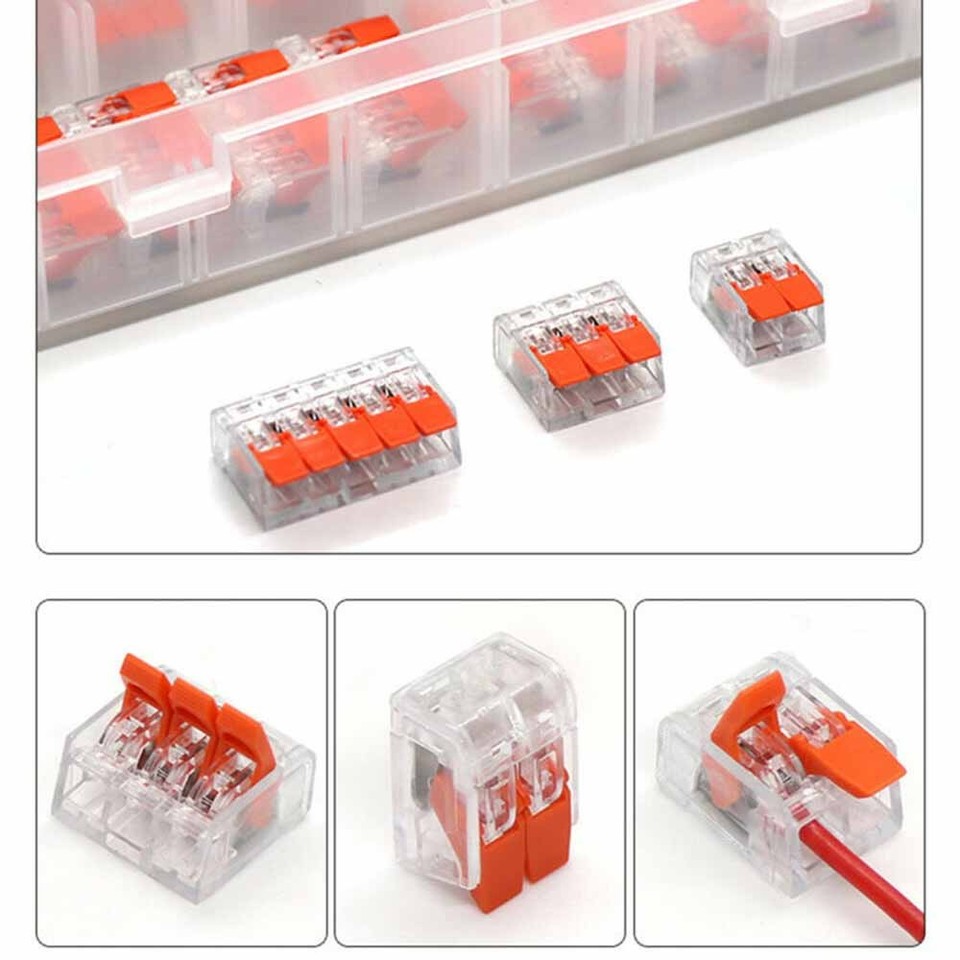 90PCS For Wago 221 Electrical Connectors Wire Block Clamp Terminal ...