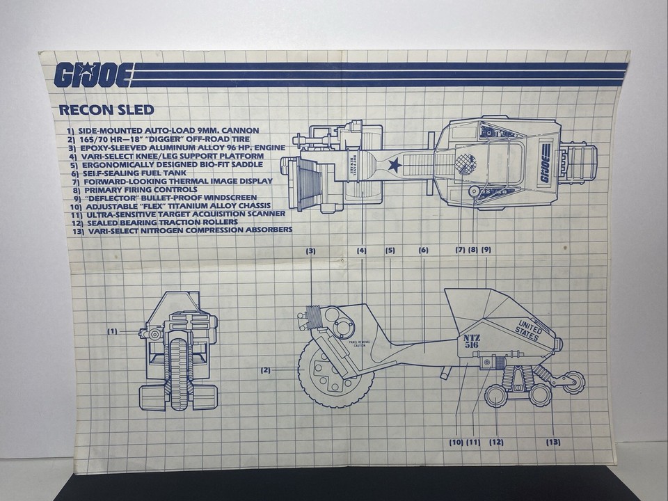 G.I. Joe 1986 RECON SLED Vehicle ORIGINAL Vintage Instructions ...