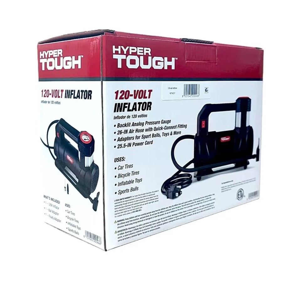 Hyper Tough AC120 Volts Tire and Multipurpose Inflator, Garage Inflator ...
