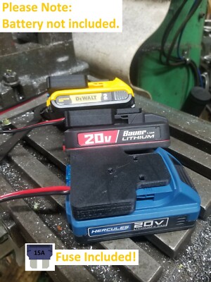 Dewalt & Harbor Freight Bauer/Hercules Battery Output FUSED Adapter ...