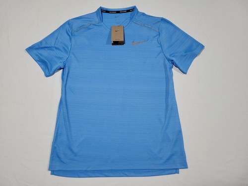 Nike Men’s Dri Fit Miler Running Shirt AJ7565-412 Sky Blue Reflective ...