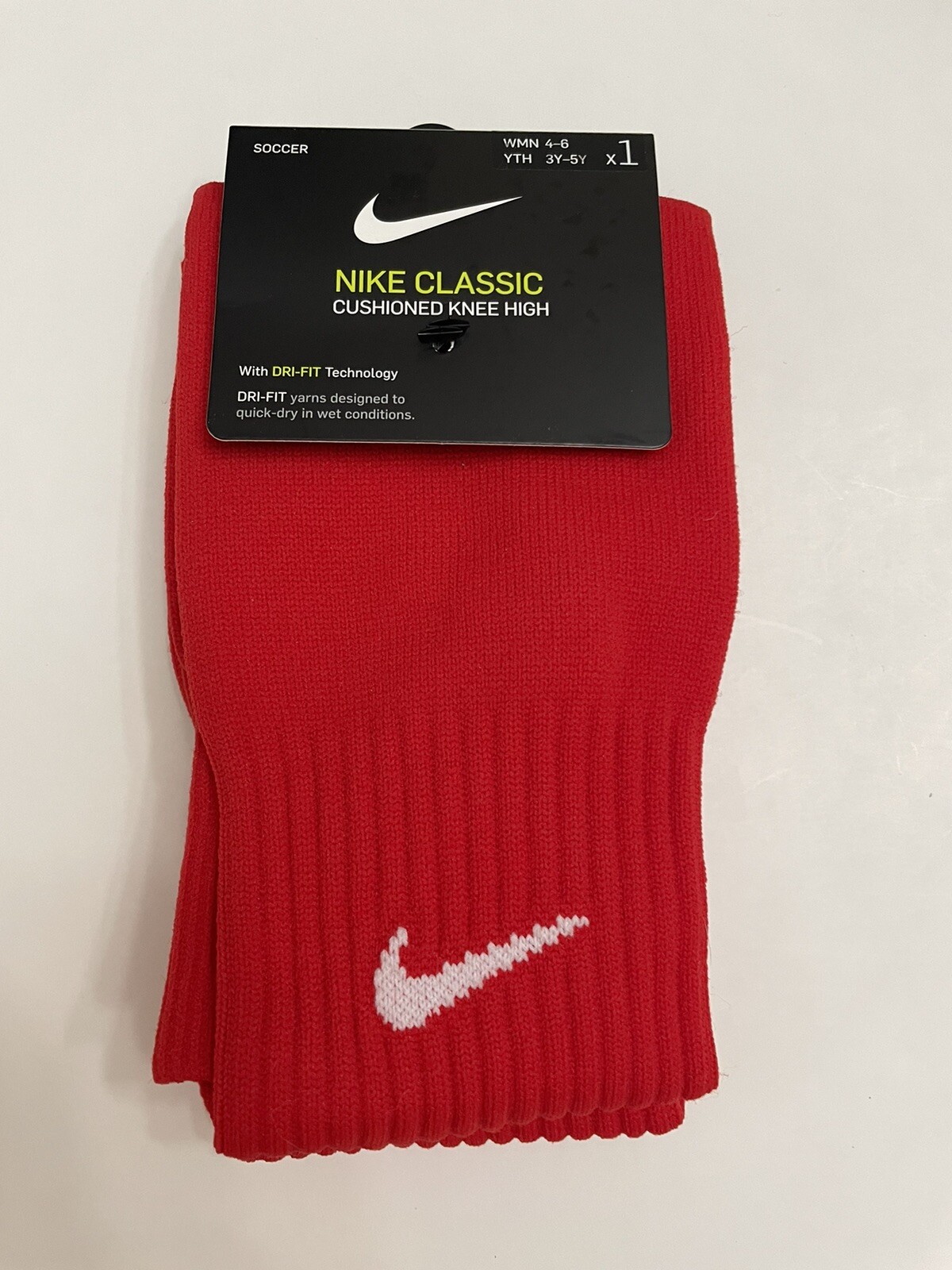 Nike Classic Cushioned Knee High Red Soccer Socks Womens 4-6 Youth 3y ...