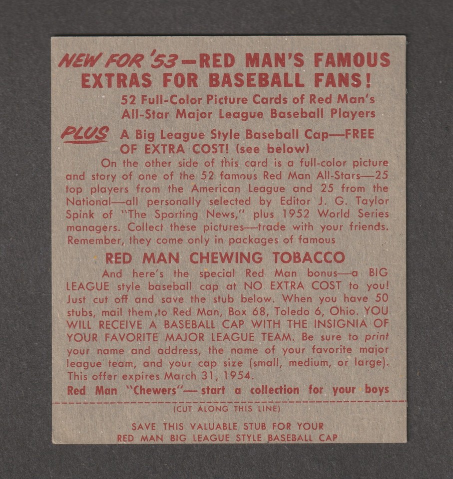 1953 Red Man Tobacco Card - # 14 Duke Snider - Dodgers - With Tab | eBay