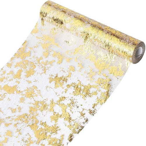 Table Runner, Sparkling Polyester Tulle Ribbon Roll with Gold Foil ...