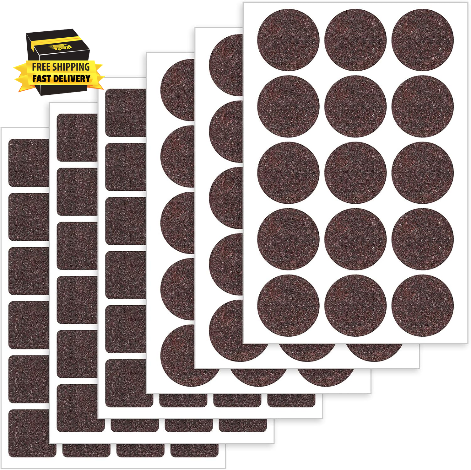 117PCS Felt Furniture Pads, 3Mm Thickness Brown Felt Furniture Pad for ...