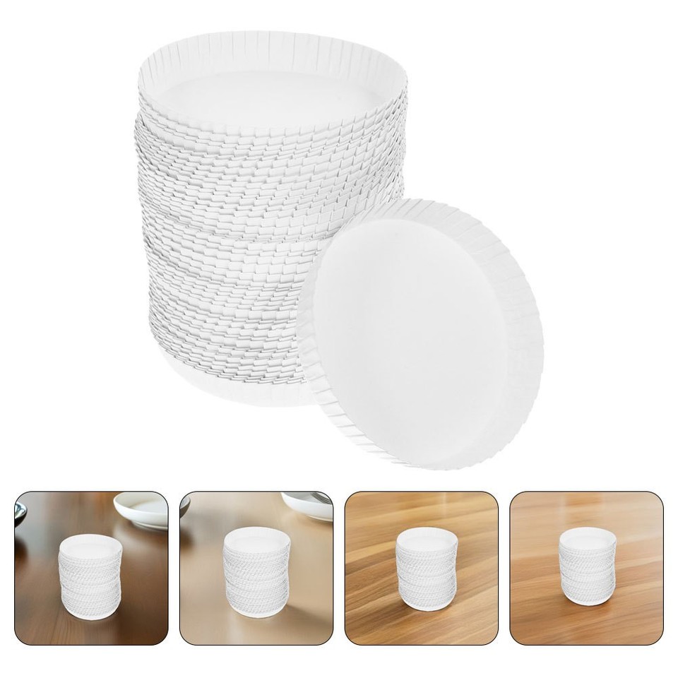 200 Pcs White Disposable Cup Lids Paper Flat Covers For Beverage Use ...