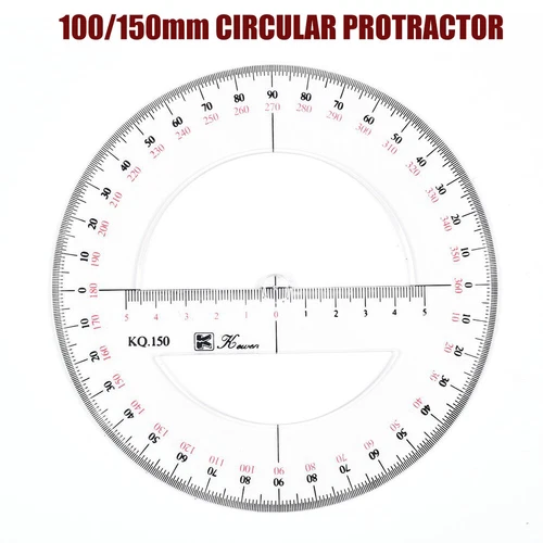 CIRCULAR PROTRACTOR 360 DEGREE 10 15CM TRANSPARENT PLASTIC | eBay
