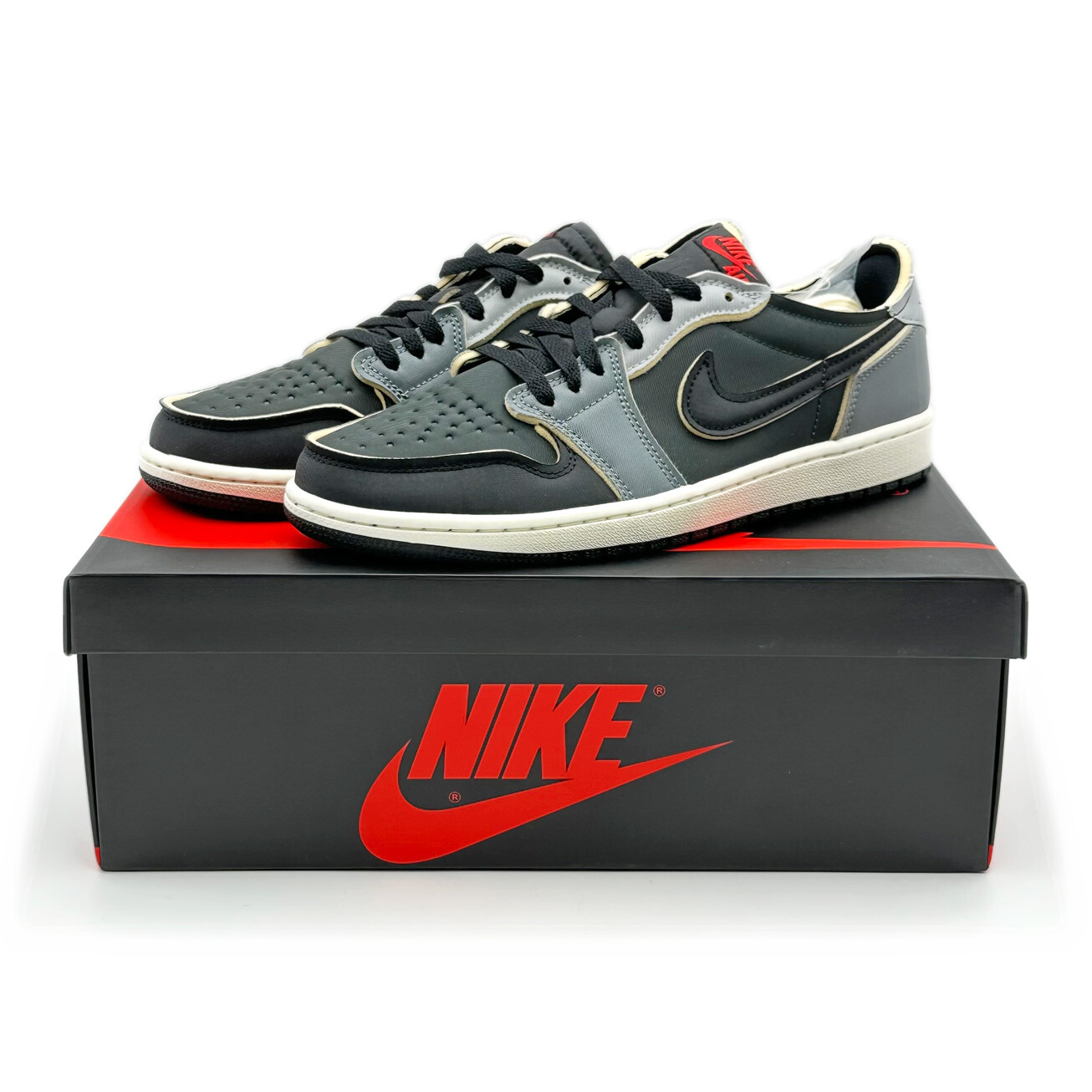 DV0982-006 Nike Air Jordan 1 Low OG EX Black Smoke Grey Sail Beige Gray ...