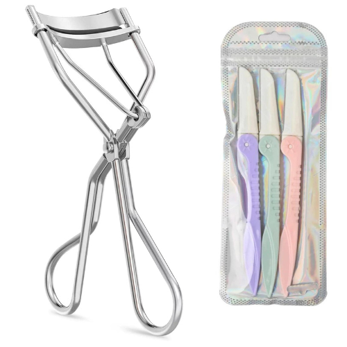 Eyelash Curler with Eyebrow Razor(Pack of 3) Makeup Plastic Durable ...