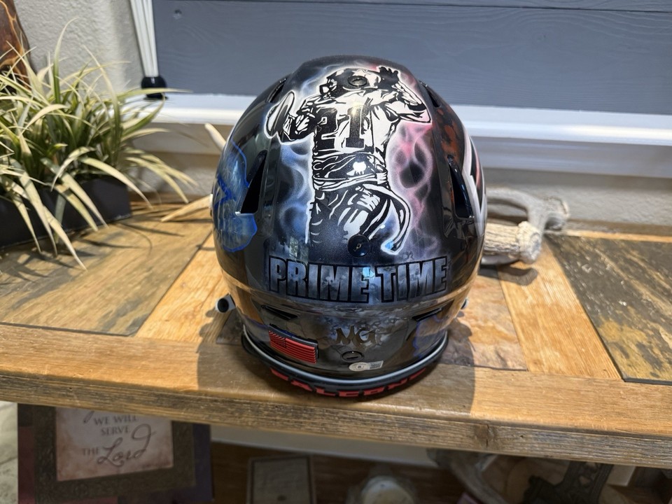Deion Sanders Autographed SpeedFlex Helmet - Custom Painted Speed Flex ...
