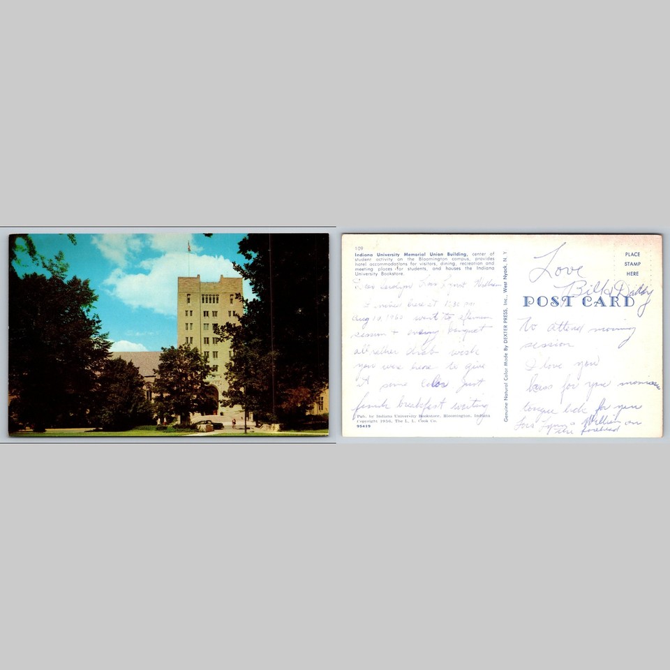 Postcard Indiana University Memorial Union Building Bloomington | eBay