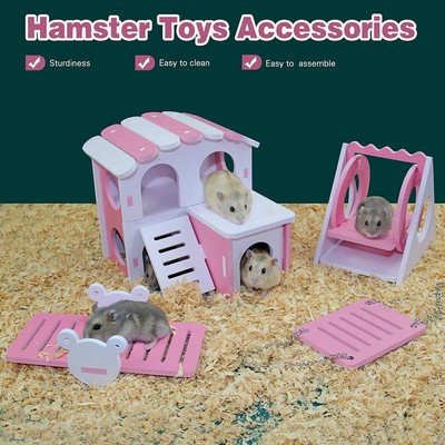 Small Animals Triangle Swing Hanging Swing Play Toys Set Wooden Hamster ...