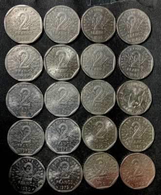 Old FRANCE Coin Lot - 2 FRANCS - 20 PURE NICKEL COINS - Lot #J26 | eBay