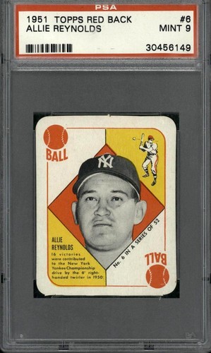1951 Topps Red Back #6 Allie Reynolds - PSA 9 | eBay
