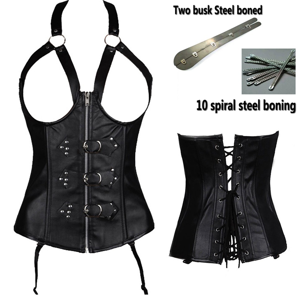 Women's Steampunk Gothic Bustier Tops Corset Halloween Cosplay Costume ...