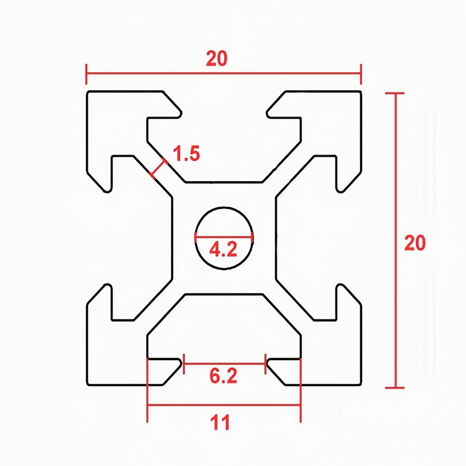 10pcs 2020 Aluminum Extrusion V-Slot Profile 20x20mm Extruded Linear ...