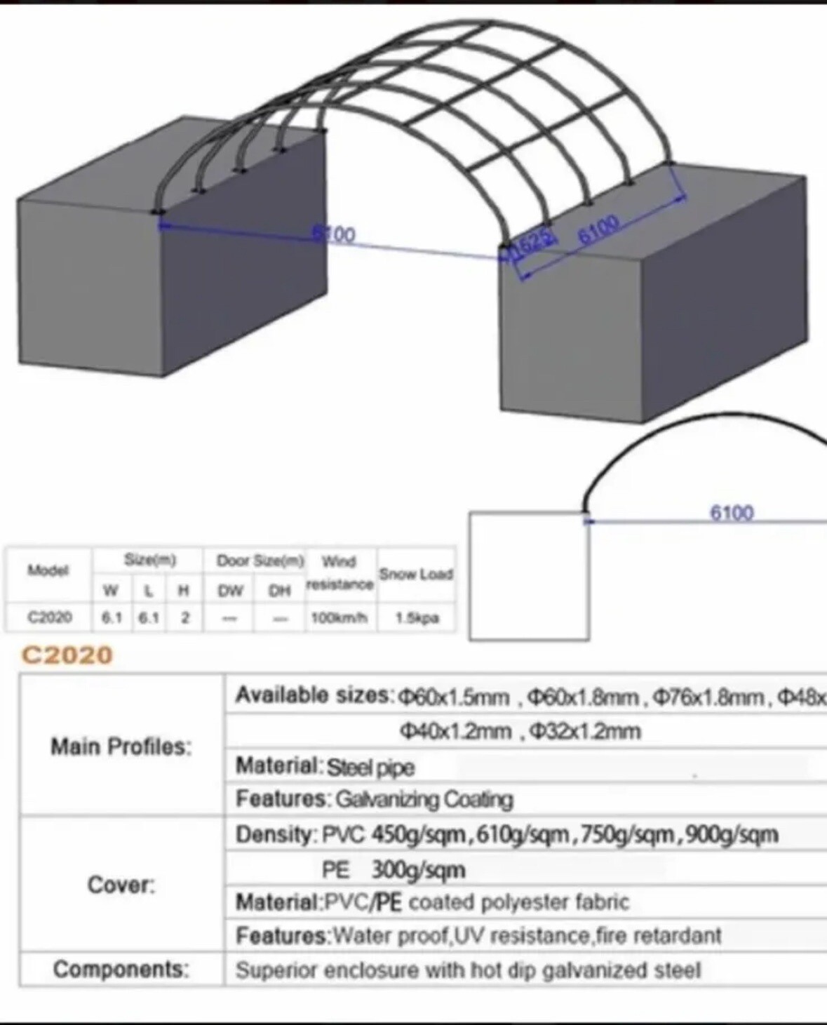 20x20x6.6 Shipping Container Conex Canopy Fabric Canvas Shelter Cover ...