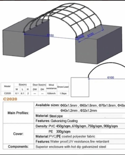 20x20x6.6 Shipping Container Conex Canopy Fabric Canvas Shelter Cover ...