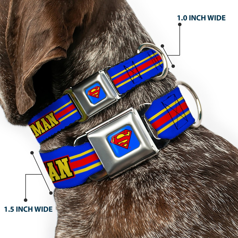 Dog Collar SMC-Superman Blue SUPERMAN/Shield Stripe Blue/Yellow/Red (US ...