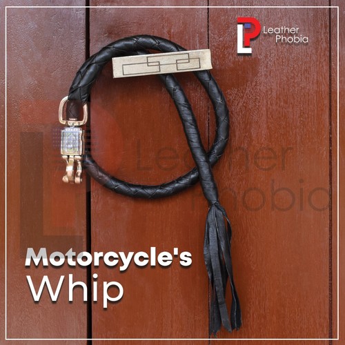 Biker Whip Motorcycle Get Back 36" Leather Whip for Handlebar Black ...