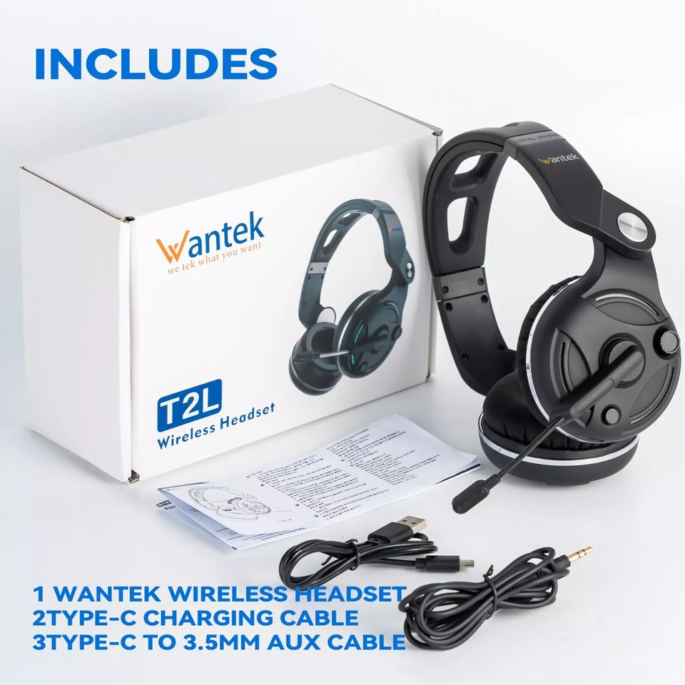 Wantek Bluetooth Headset with Microphone Noise Cancelling Wireless ...