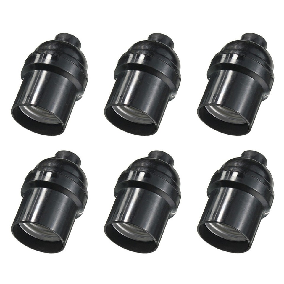 6pcs E26 E27 Screw Lamp Holder Black Plastic Adapter Light Base for ...