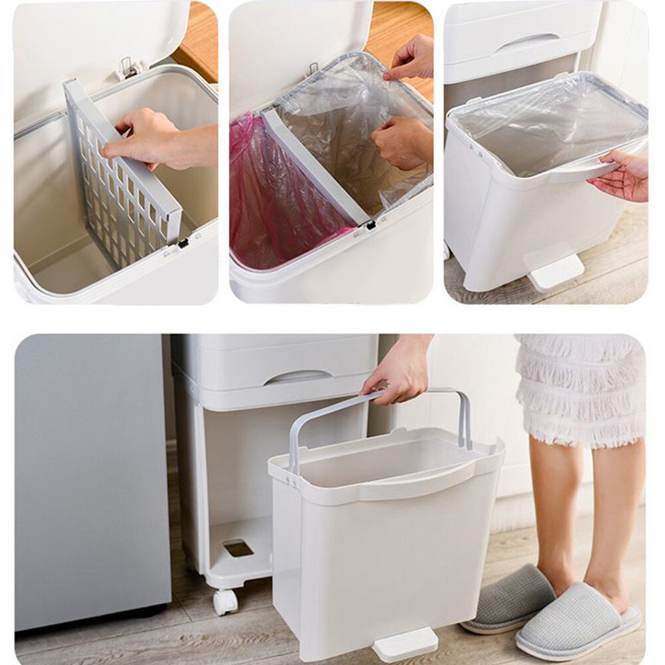 Rolling 38/42L Recycling Bin Waste Rubbish Sorting Plastic Recycle ...