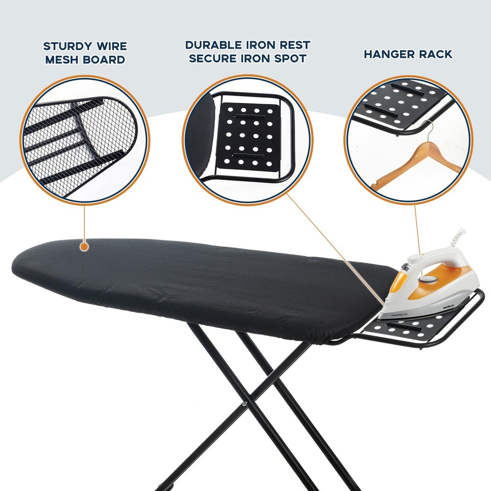 Ironing Board Full Size, 54"x13" Heavy Duty Compact Ironing Board with ...