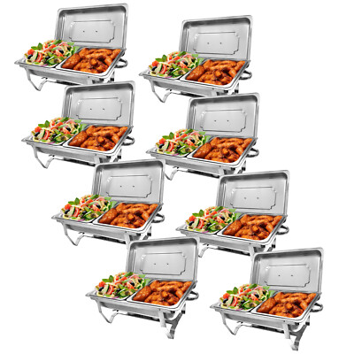 2/4/6/8 Pack 8 QT Chafing Dish Set Half Pan Chafer Catering Food Warmer ...