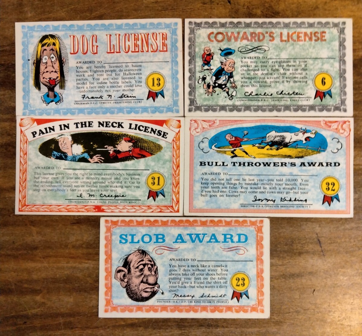1964 NUTTY AWARDS CARDS (5 DIFFERENT) TOPPS~FREE SHIPPING! | eBay