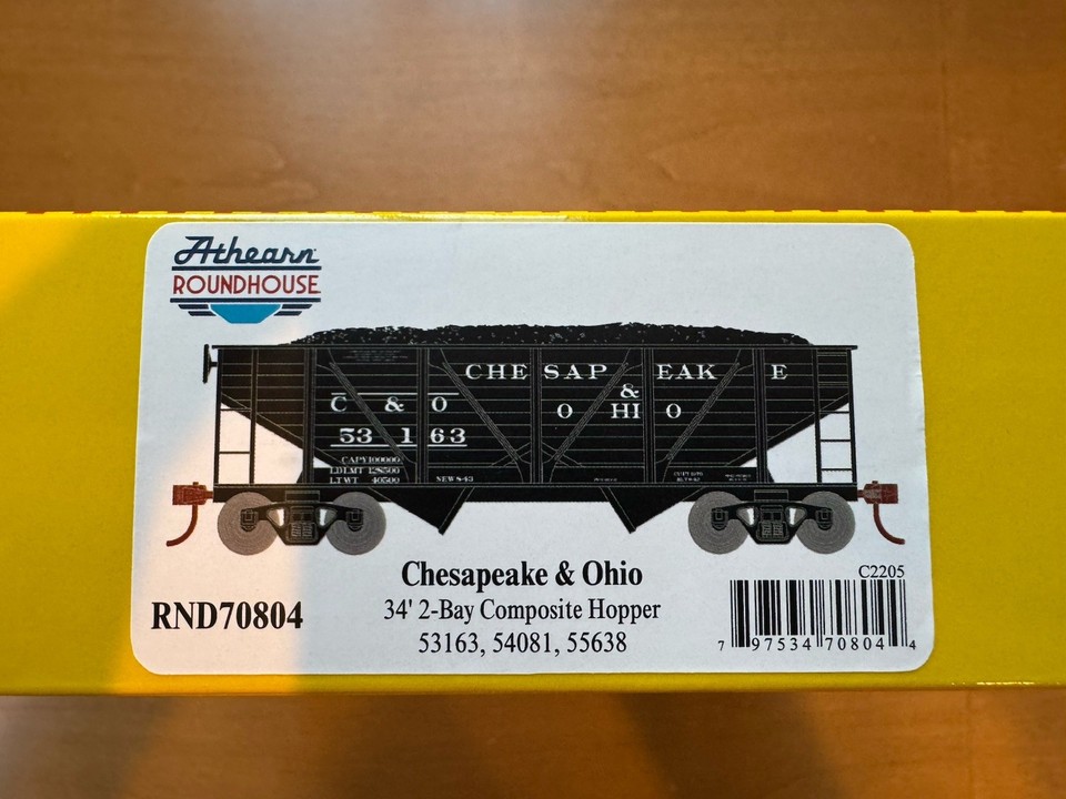 Athearn RND70803, 04 34' 2-Bay Composite Coal Hopper B&O C&O 6 Cars HO ...
