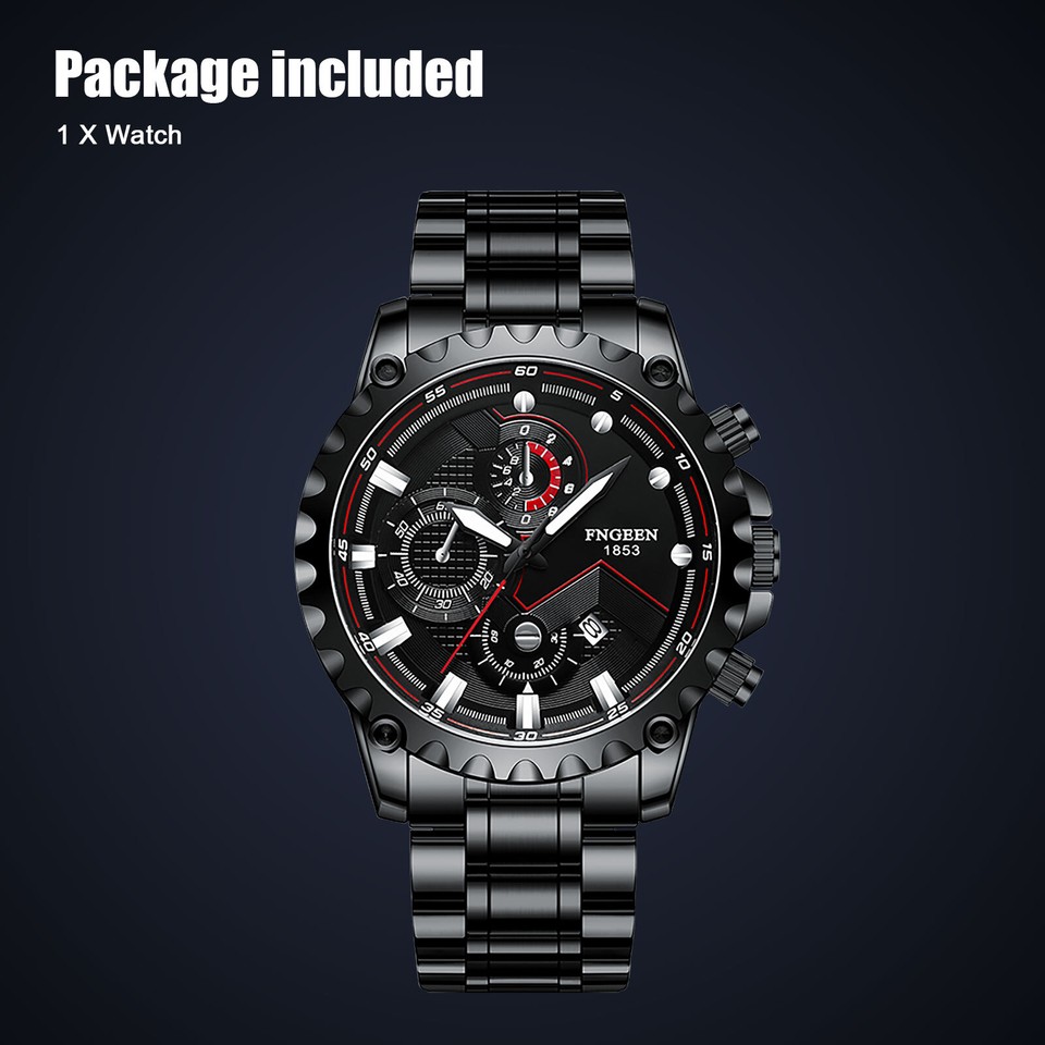Waterproof Men's Watch Classic Stainless Steel Quartz Luminous Luxury ...