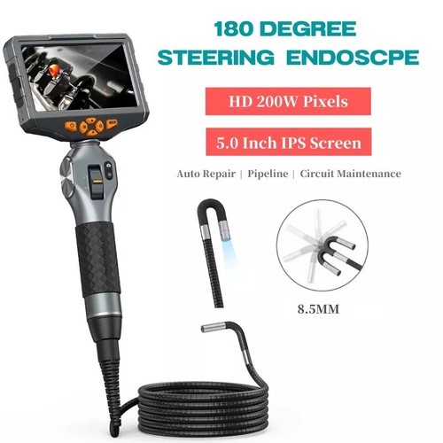 Industrial Borescope Articulating Tip, 5ft Semi-Rigid Cable 5" LCD ...
