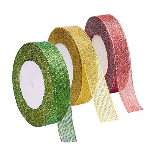 22M Glitter Satin Ribbons Metallic Gift Wrapping Durable Ribbon Wedding ...