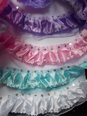 Satin Ribbon over Pleat Gathered Sparkly Lace -choose Pink, Lilac ...