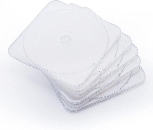 25 Pack Ultra Slim Clear Transparent Square Shaped CD and DVD Disc Clam ...