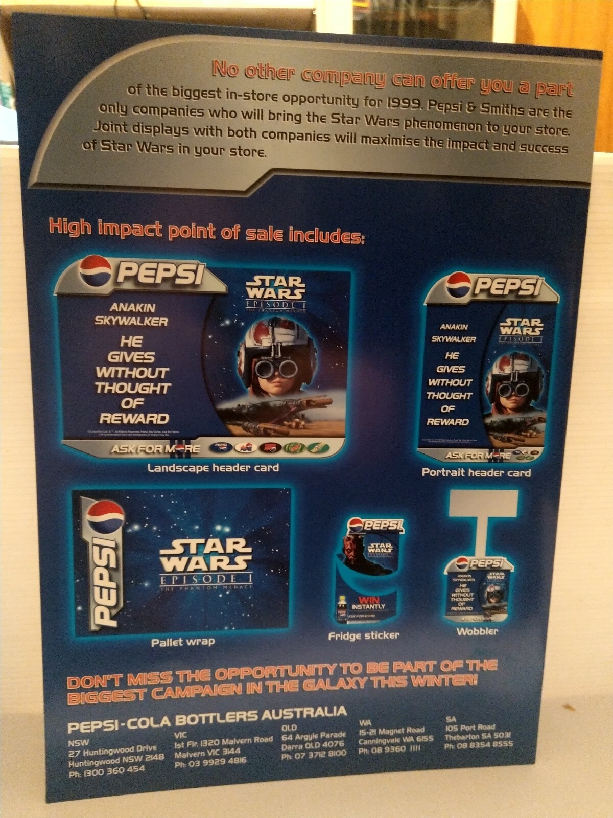 STAR WARS EPISODE 1 - PEPSI Pre-Launch Marketing Promotion for in-store ...