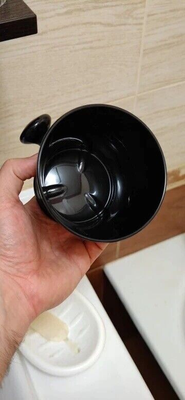 WHITE BLACK Shaving Soap Bowl /Mug With Handle unbreakable plastic ...