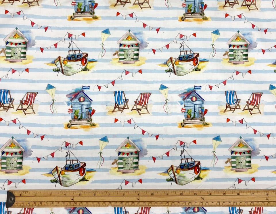 Seaside Cotton Fabric Mixed Ocean Nautical Sea Beach Patchwork Craft ...