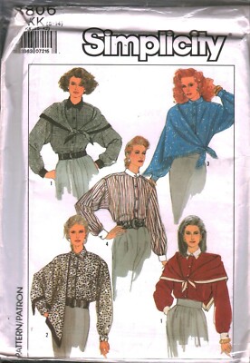 8806 Vintage Simplicity SEWING Pattern Misses Easy to Sew Blouse Scarf ...