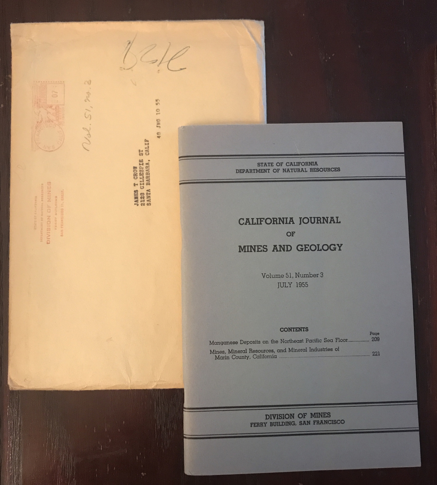 California Journal of Mines and Geology Vol. 51, No. 3, July 1955 ...