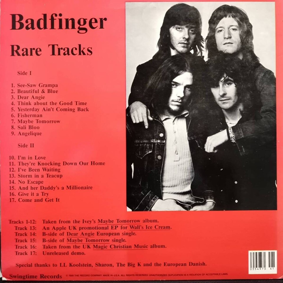 Lp Badfinger The Iveys / Rare Tracks Maybe Tomorrow 1989 Swingtime 01 | eBay