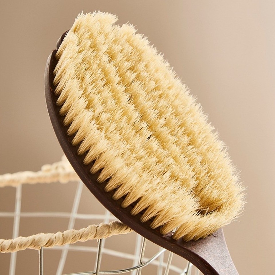 Wooden Bath Brush Pig Mane Soft Hair Rubbing Back Artifact Cleaning ...