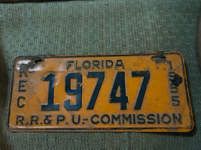 Vintage 1955 Florida REC R.R.& P. U. COMMISSION License Plate | eBay